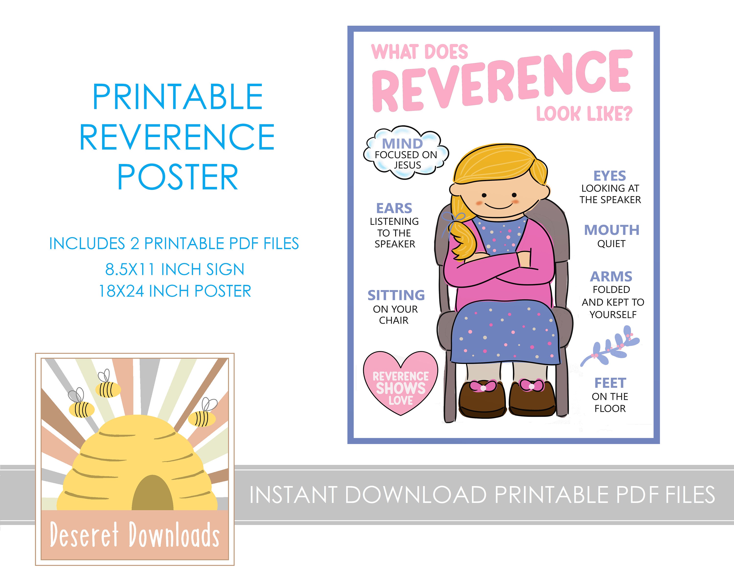 Printable Reverence Chart Helper Resource Sunday School Quiet Calm ...