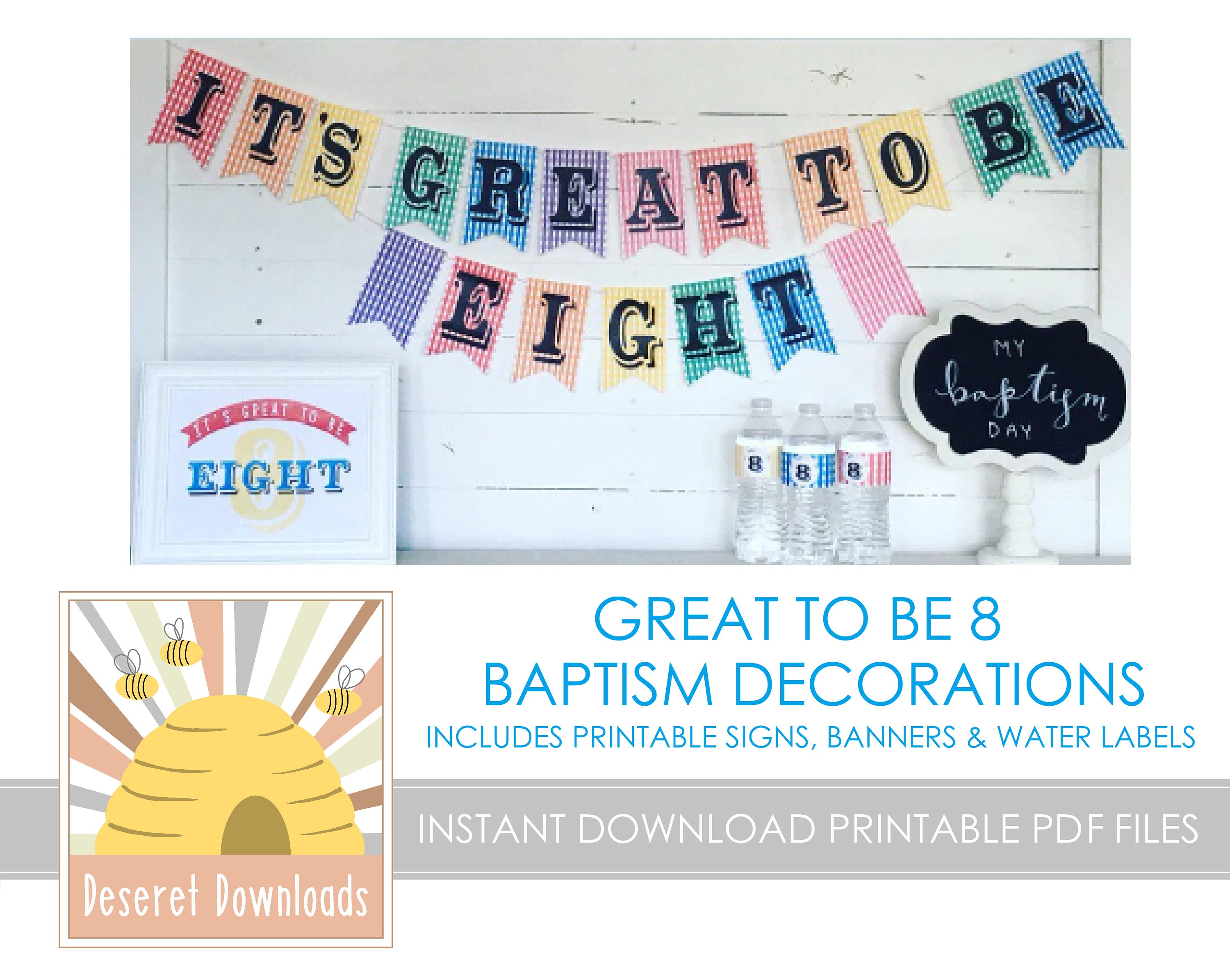 DIGITAL It's Great to Be Eight 8 Instant Download Banner Sign and Water ...
