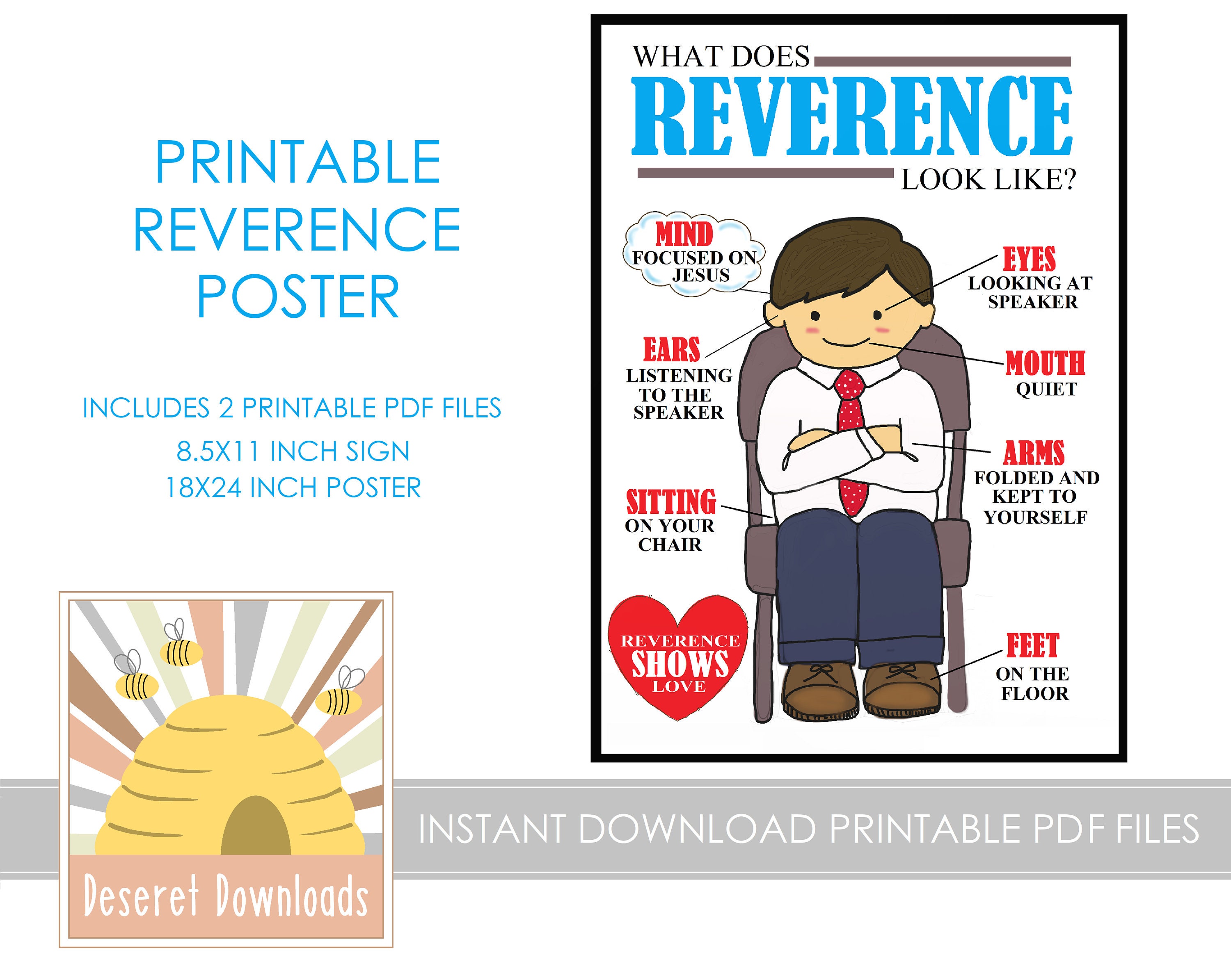 DIGITAL Reverence Chart Poster Helper Resource Primary Sharing Time ...