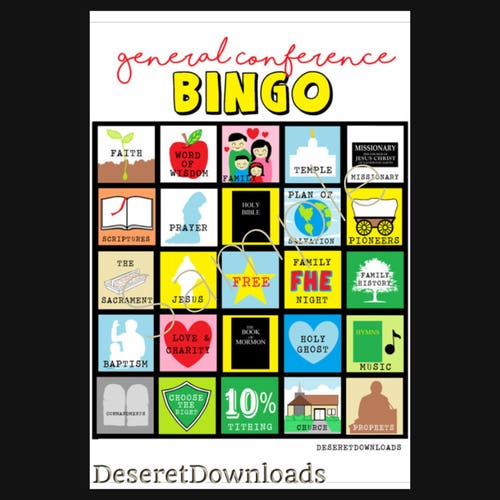 General Conference Bingo Cards - Etsy