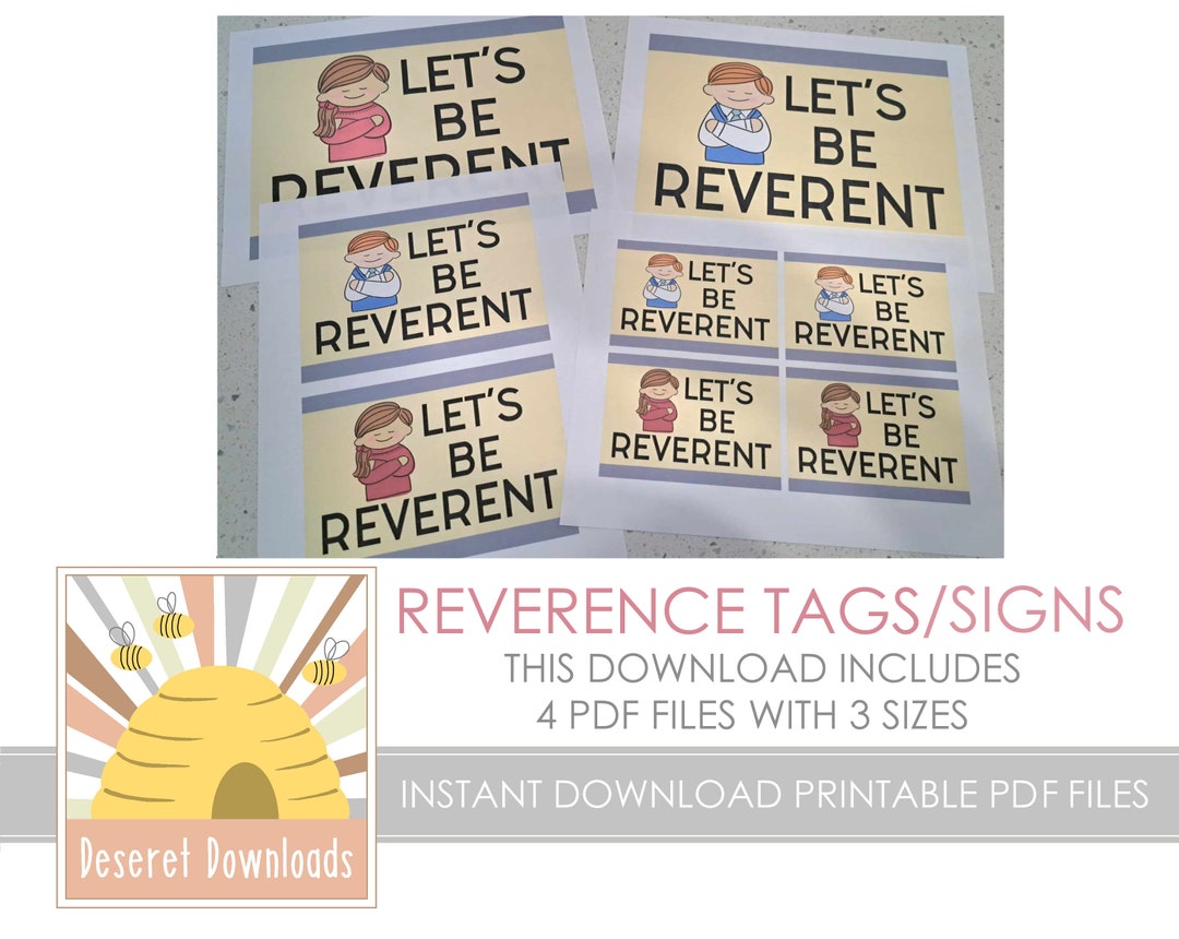 DIGITAL Reverence Tags and Signs for Primary Helpers Church Sunday ...