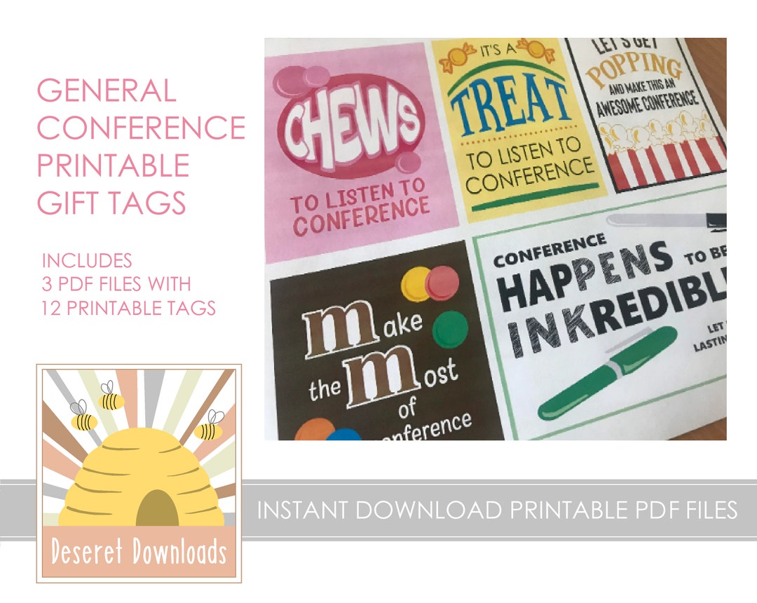 Printable DIGITAL Conference 12 Tags Ideas Fun Cute Activity General ...