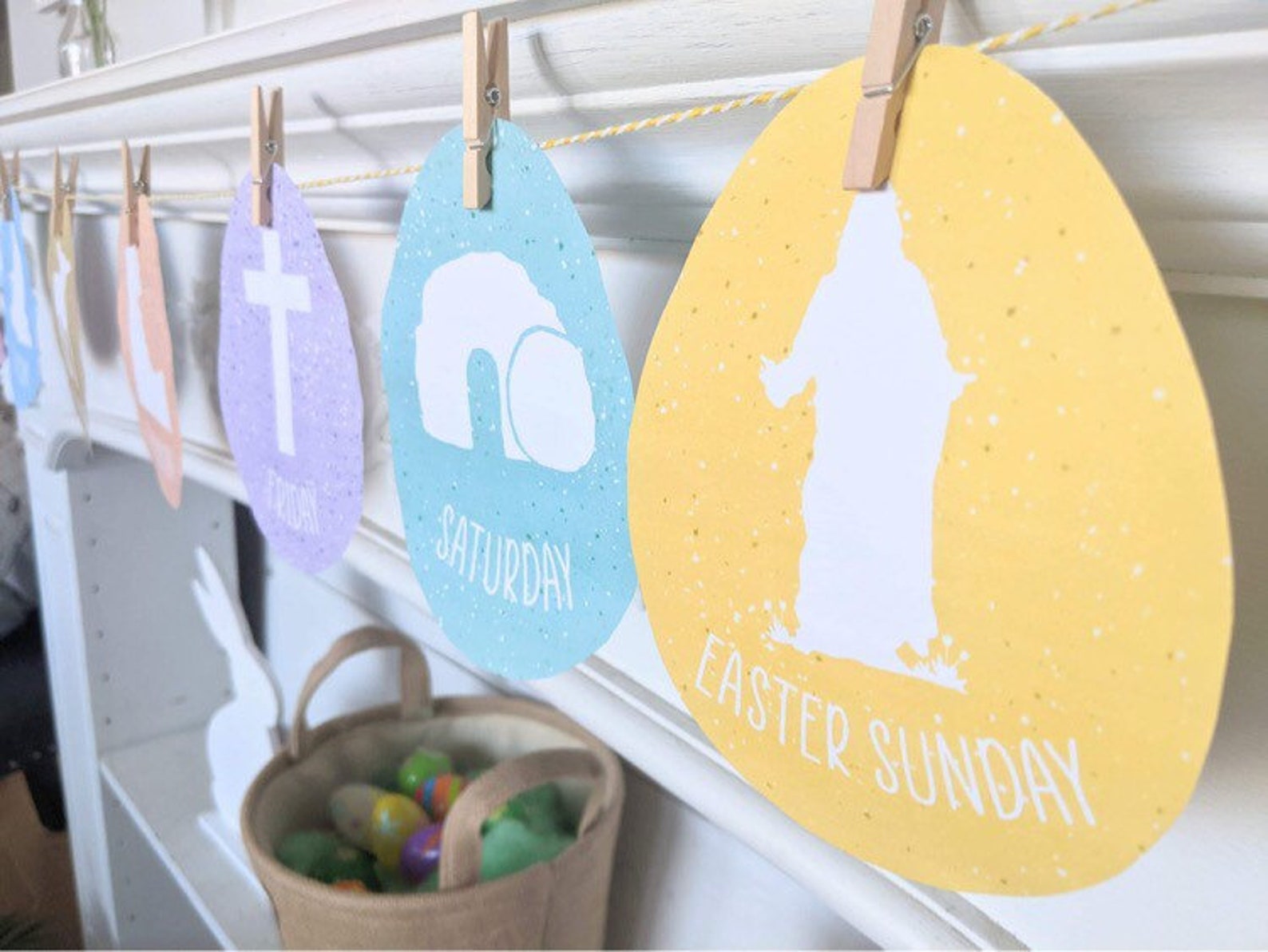 PRINTABLE Easter Egg Countdown Banner Digital Bible Jesus Last | Etsy