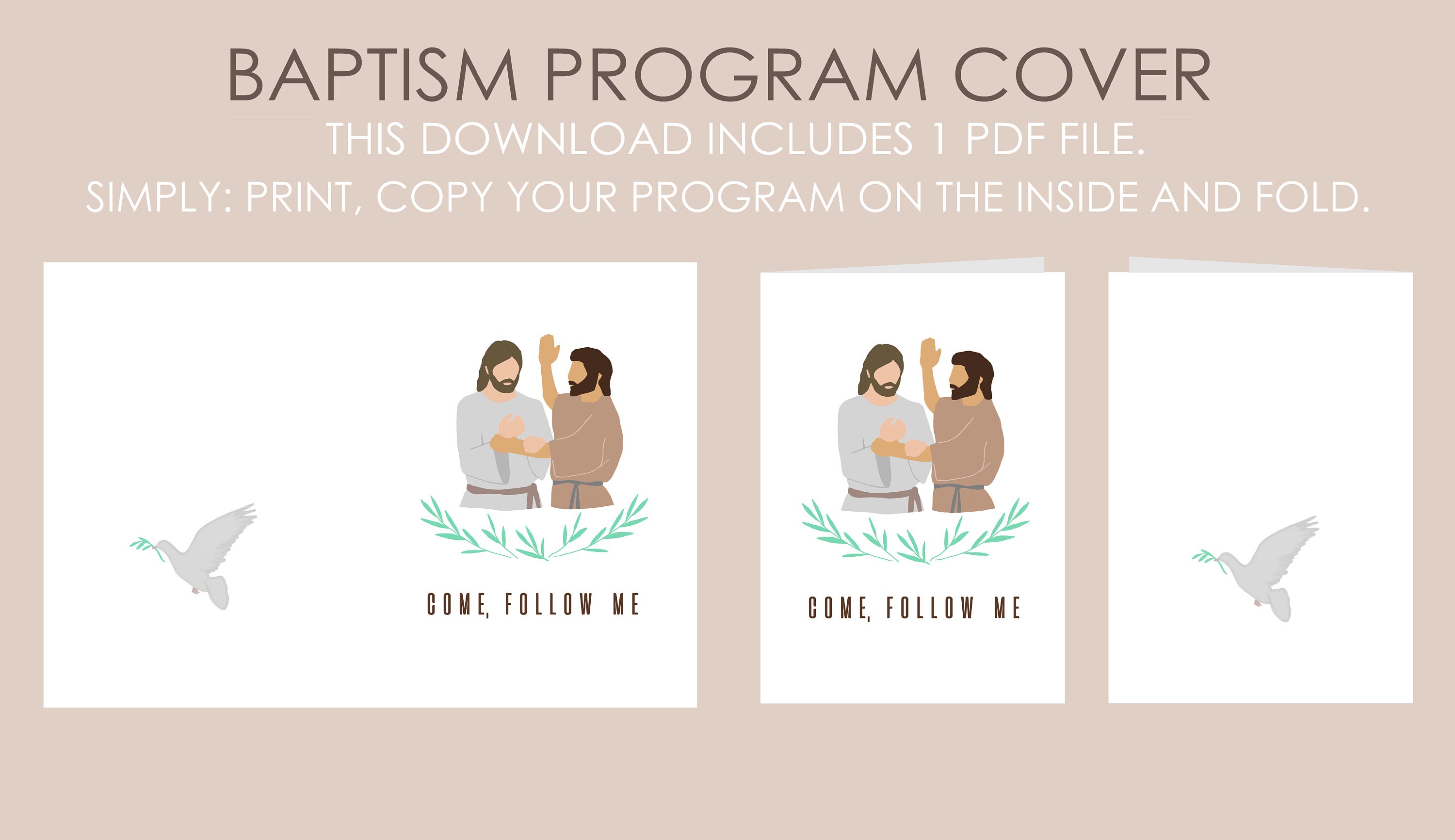 Printable BAPTISM Program Cover Page Instant Download | Etsy