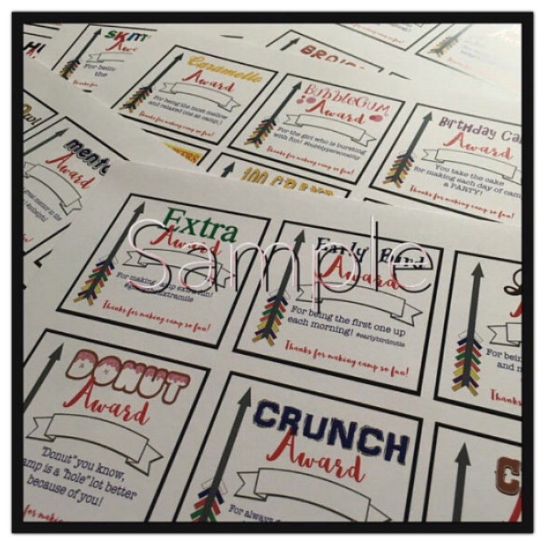 PRINTABLE Girls Camp Awards Set of 40 Camping Gift Tags Young - Etsy