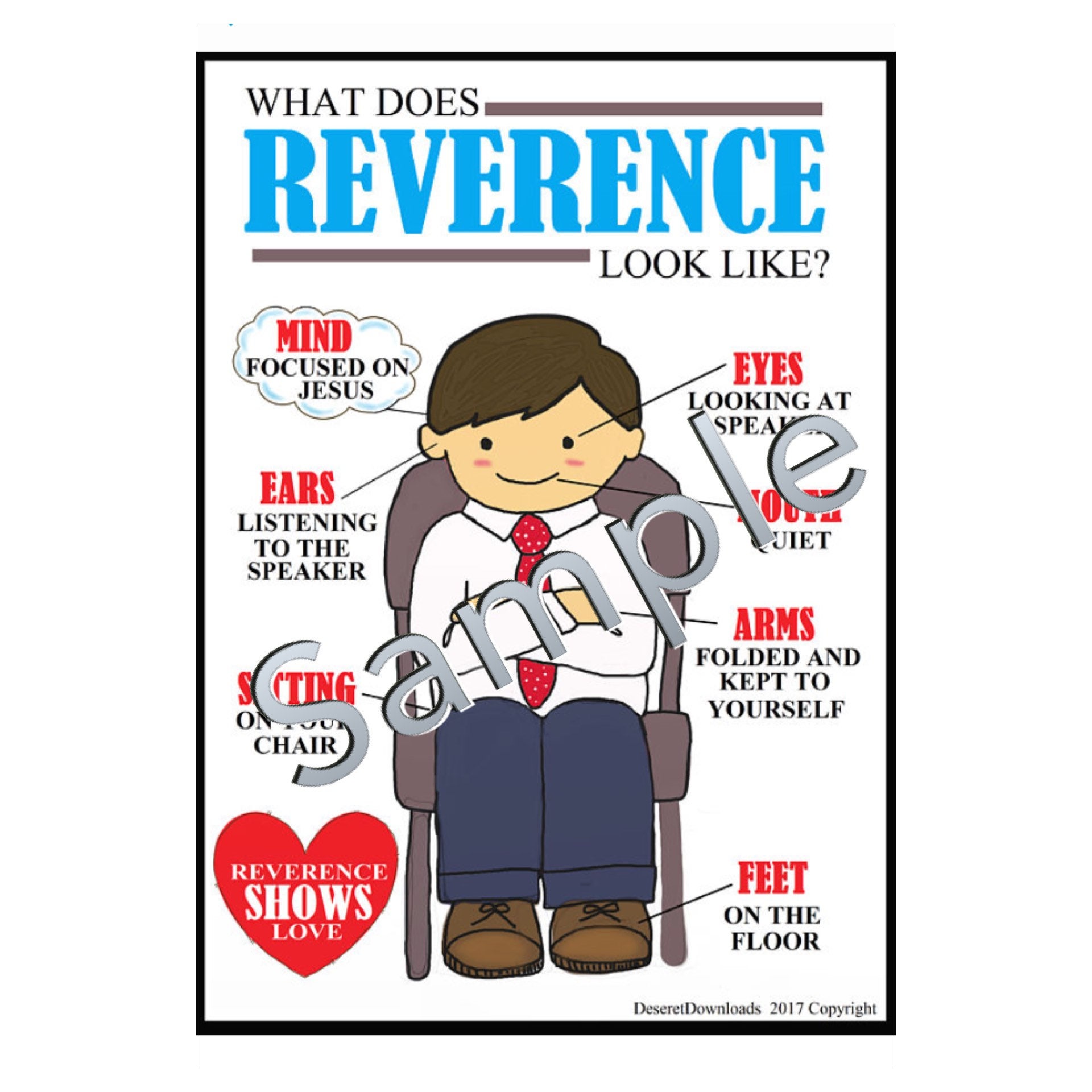 DIGITAL Reverence Chart Poster Helper Resource Primary Sharing - Etsy