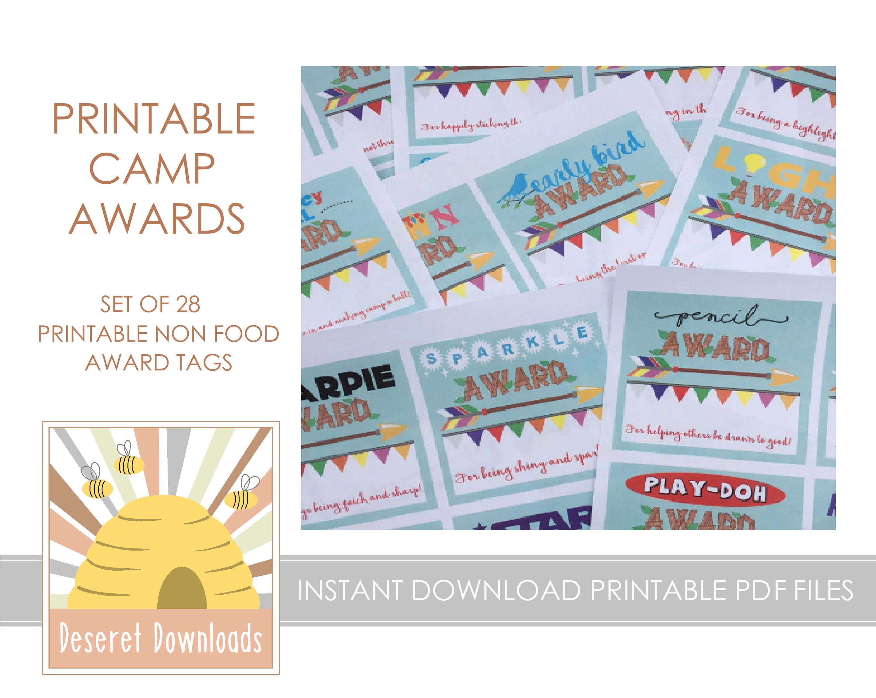 DIGITAL Camp Awards Non Food Set of 28 Awards Tags Instant Download ...