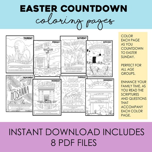 DIGITAL Easter Color Page Countdown Instant Download Includes - Etsy