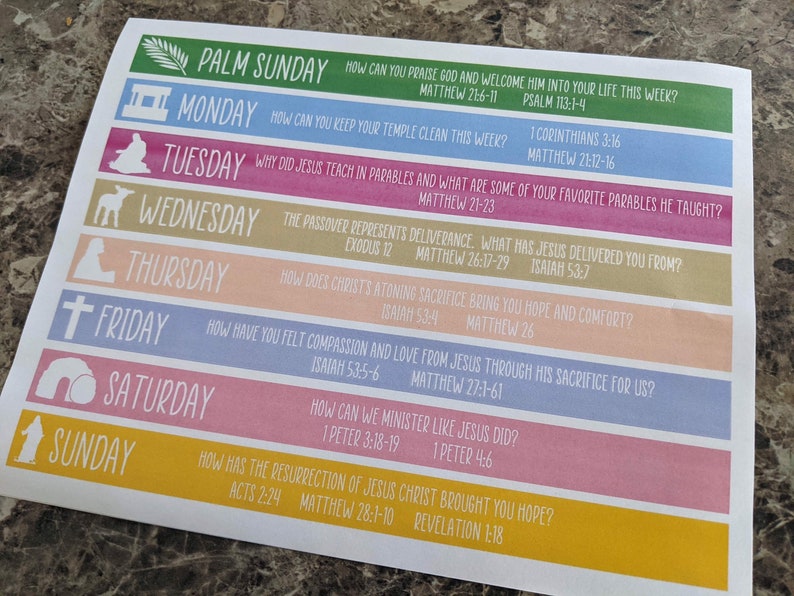 PRINTABLE Countdown EASTER Egg Activity Bible Jesus Last Week Christ ...