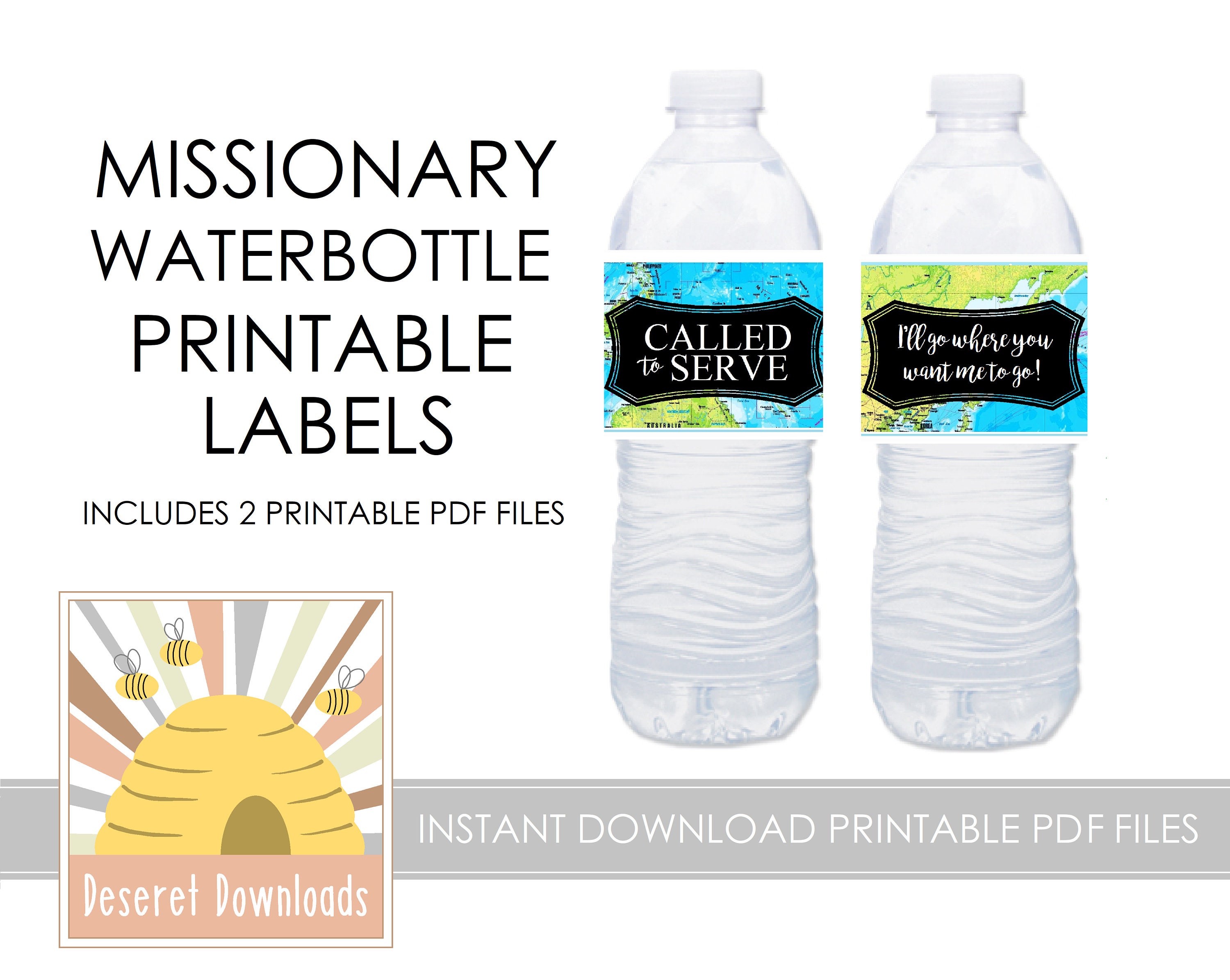 PRINTABLE Missionary Called to Serve Bible Water Bottle Labels Napkin ...