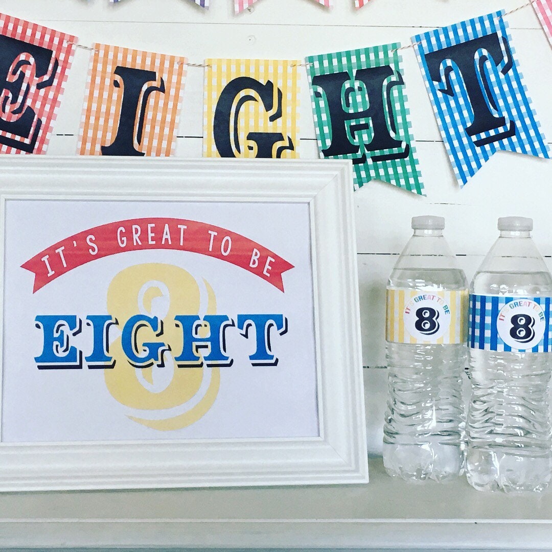 DIGITAL It's Great to Be Eight 8 Instant Download Banner Sign and Water ...