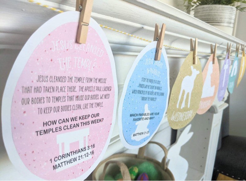 PRINTABLE Easter Egg Countdown Banner Digital Bible Jesus Last | Etsy