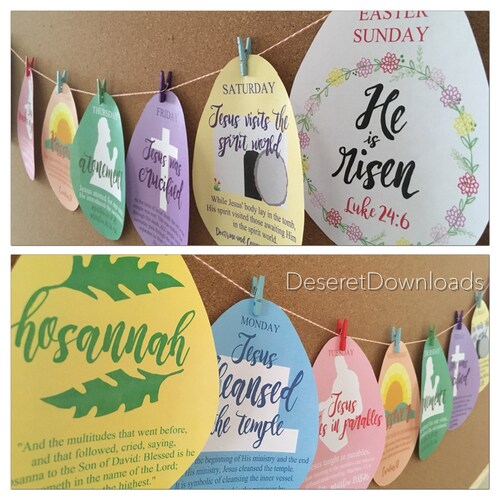 Easter Countdown Activity: Printable He is Risen Banner | Etsy
