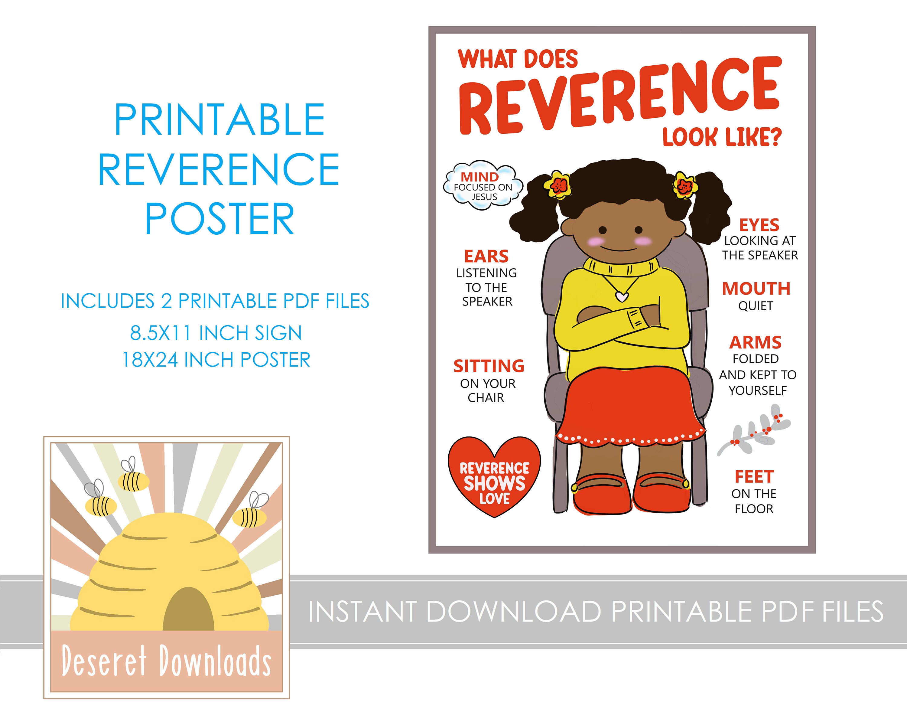 Printable Reverence Chart Poster Helper Reminder Resource Primary ...