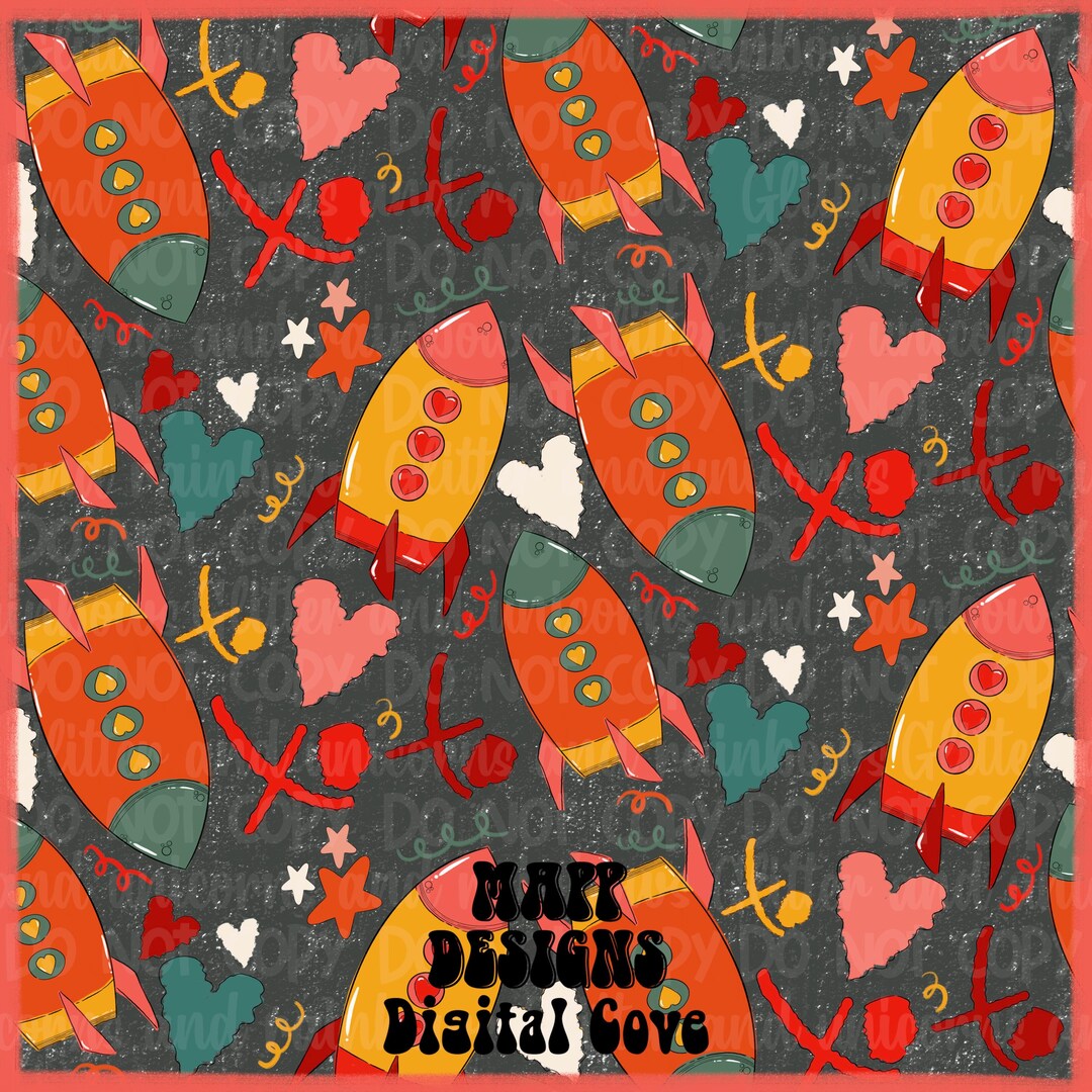 Valentines Day Seamless File, Love Day Seamless File, Vday Rockets ...