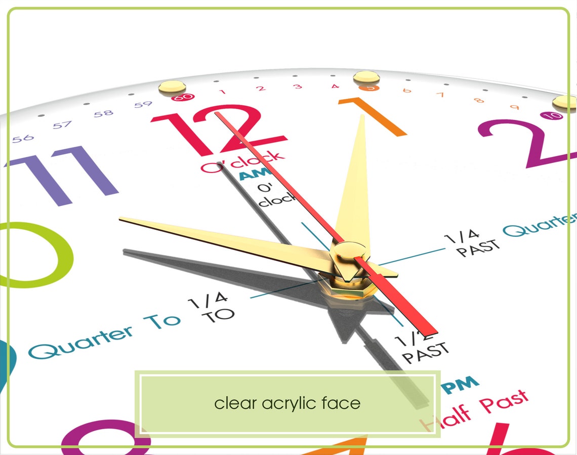Easy to Read Teaching Large Clock 12 inch Silent Movement | Etsy