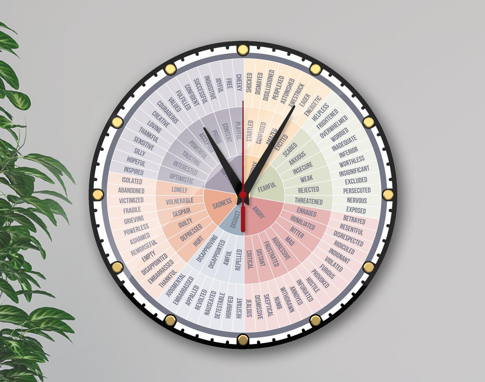 Feelings Wheel Clock: Mental Health Therapy Tool, Silent Acrylic Wall ...