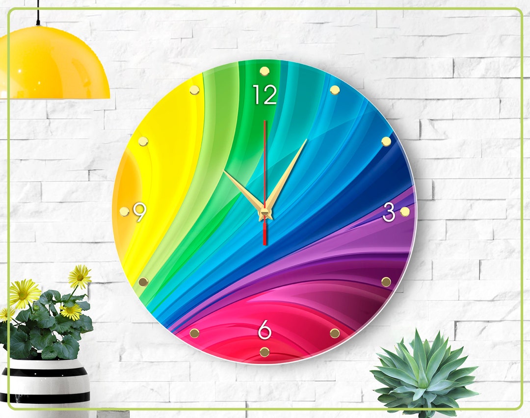 12 Inch Colorful Large Wall Clock Wall Clock Silent Non - Etsy