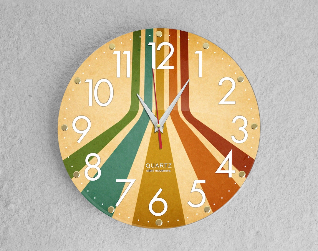 Numbers Bright Color Dial Face Wall Clock, Retro Wall Clock Non-ticking ...