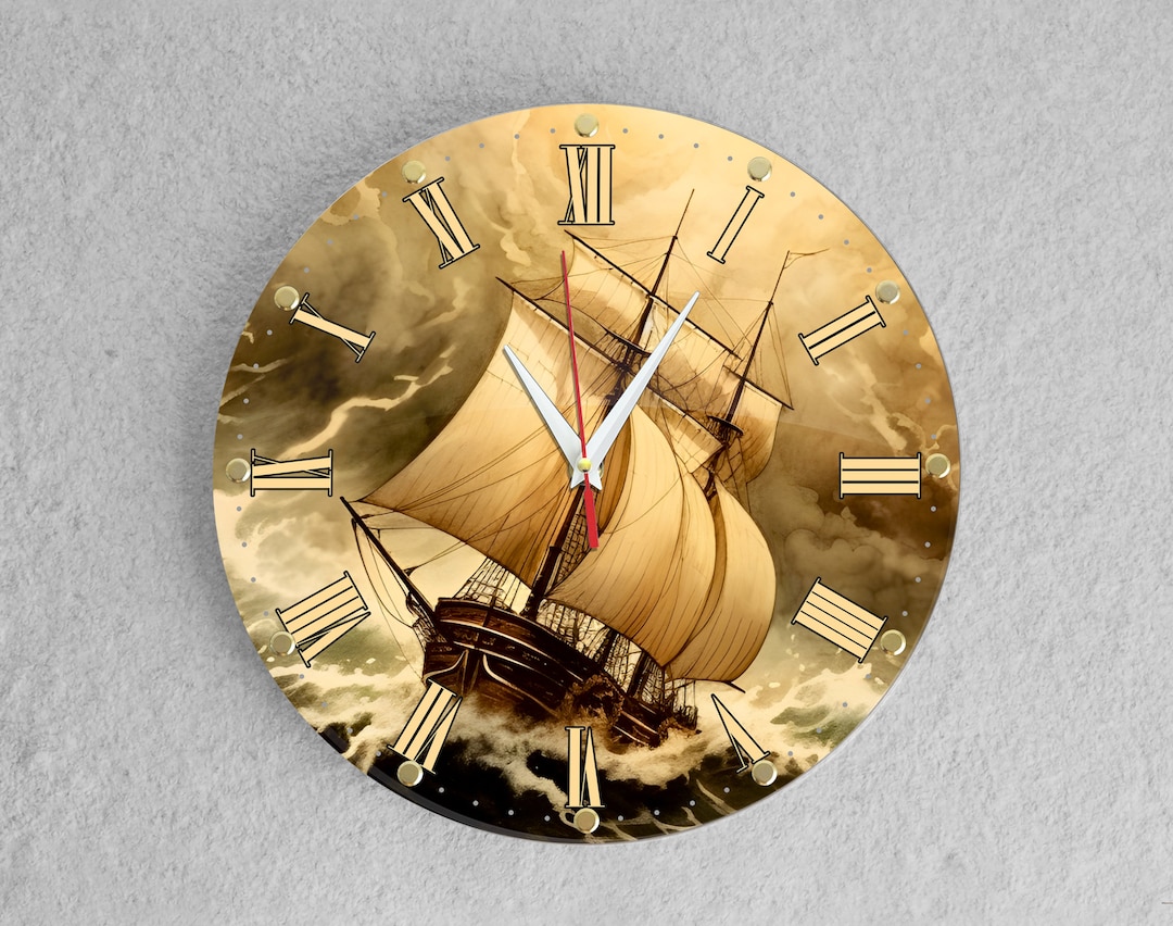 Nautical Sailing Ship Wall Clock: Retro Maritime Decor - Etsy