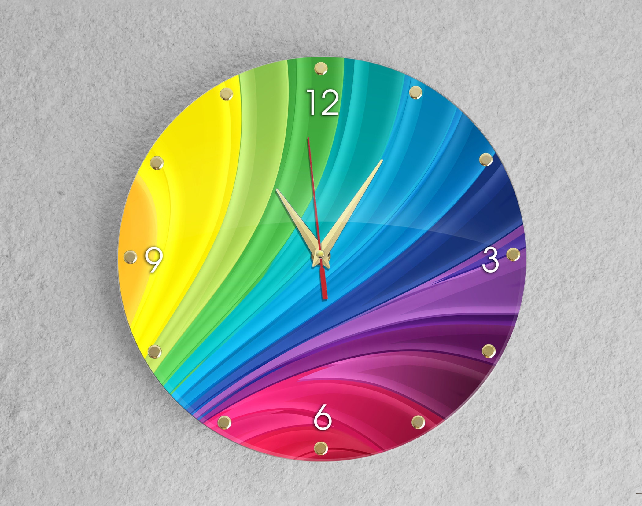 12 Inch Colorful Large Wall Clock, Wall Clock Silent Non Ticking ...