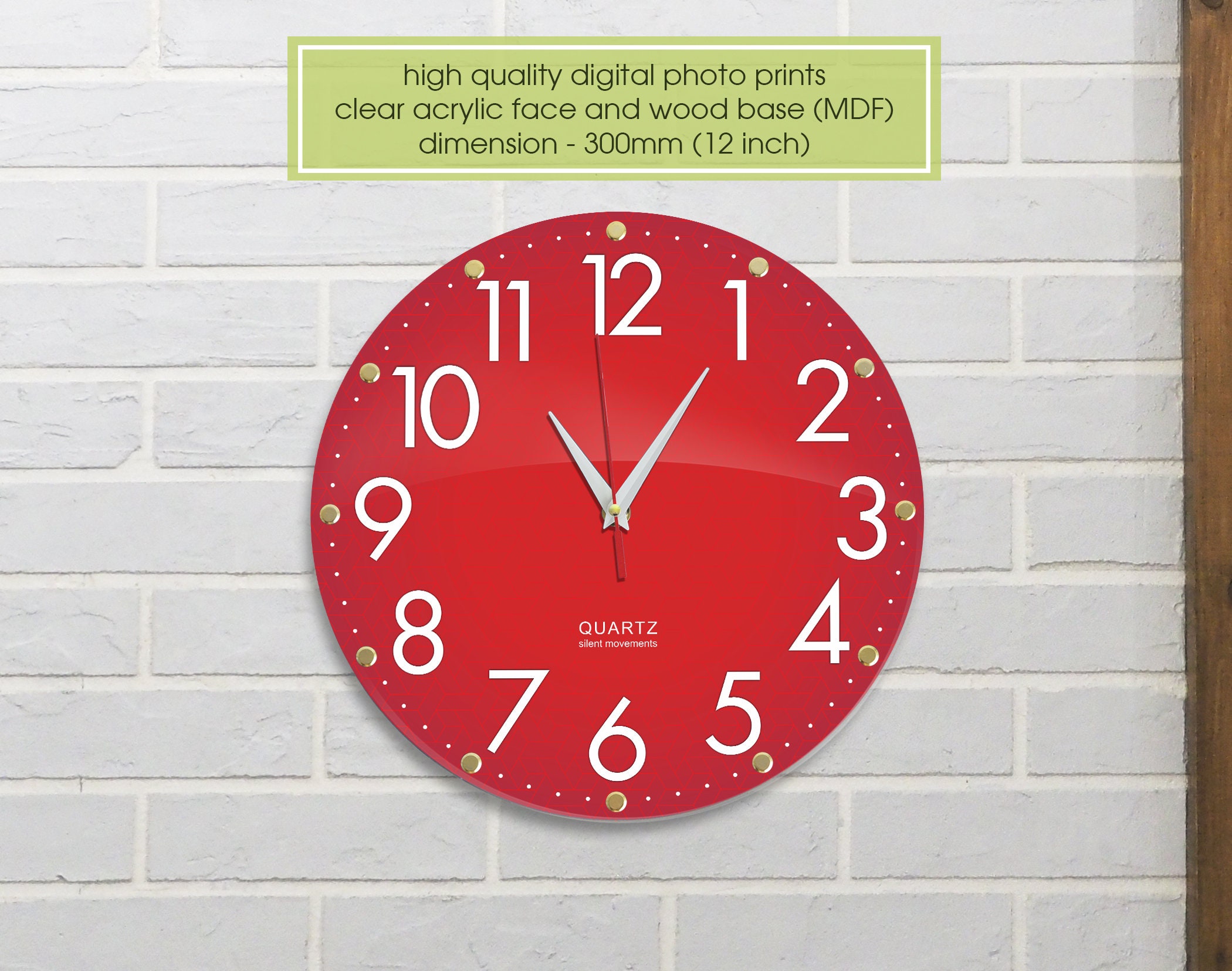 Red Colors Living Room Clock 12 Inch Modern Wall Clock Silent - Etsy