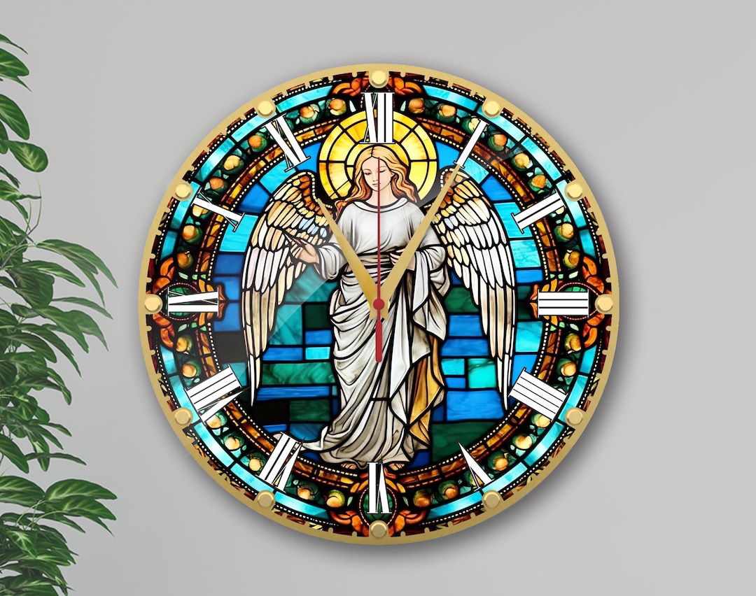 Angel Wall Clock: Religious Decor, Silent Quartz, Acrylic Clock 12 Inch ...
