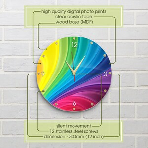 12 Inch Colorful Large Wall Clock, Wall Clock Silent Non Ticking ...