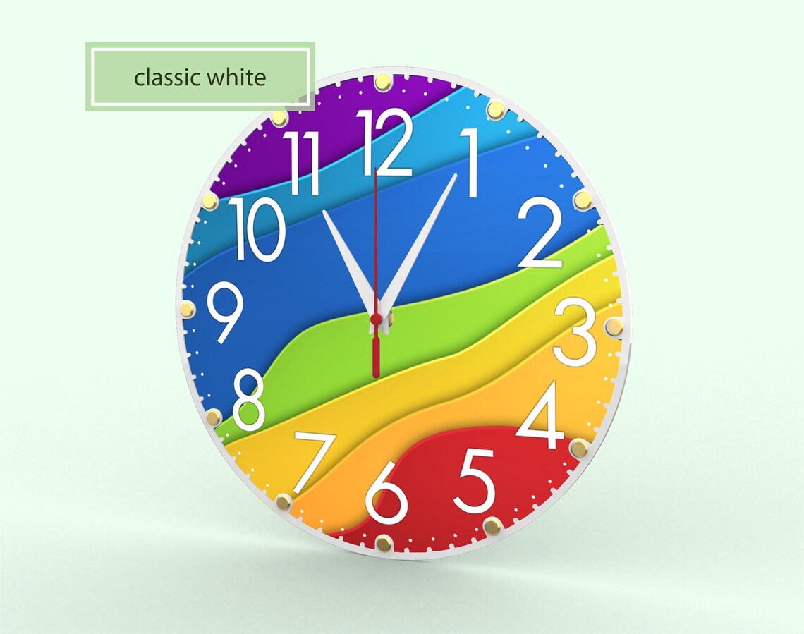 Colorful Wall Clock, Colored Waves, Clock With Numbers, Unique Gift ...