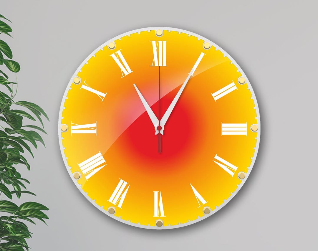 Sunset Round Wall Clock, Living Room Art, Non-ticking 12 Inch With ...
