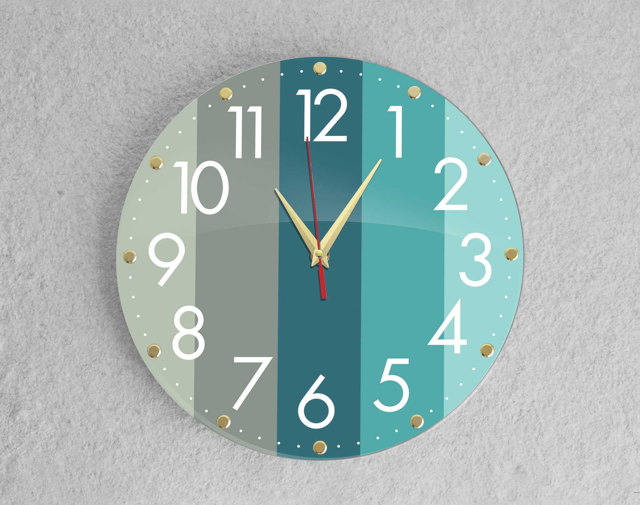 Wall Clock With Numbers Pastel Colors of the Seawateraqua - Etsy