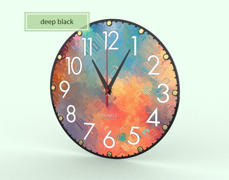 Wall Clock Non Ticking 12 Inch Colorful Numbers Bright Color Dial Face ...