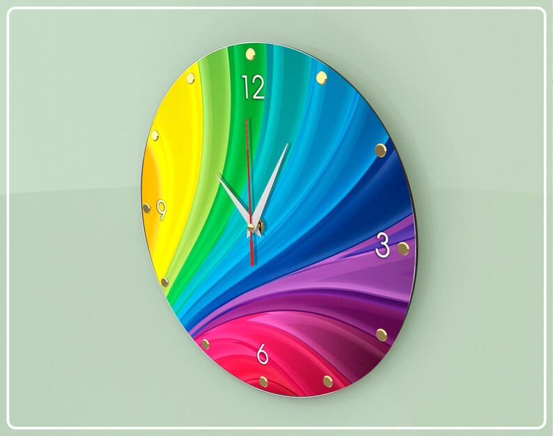 12 inch Colorful large wall clock Wall Clock Silent Non | Etsy