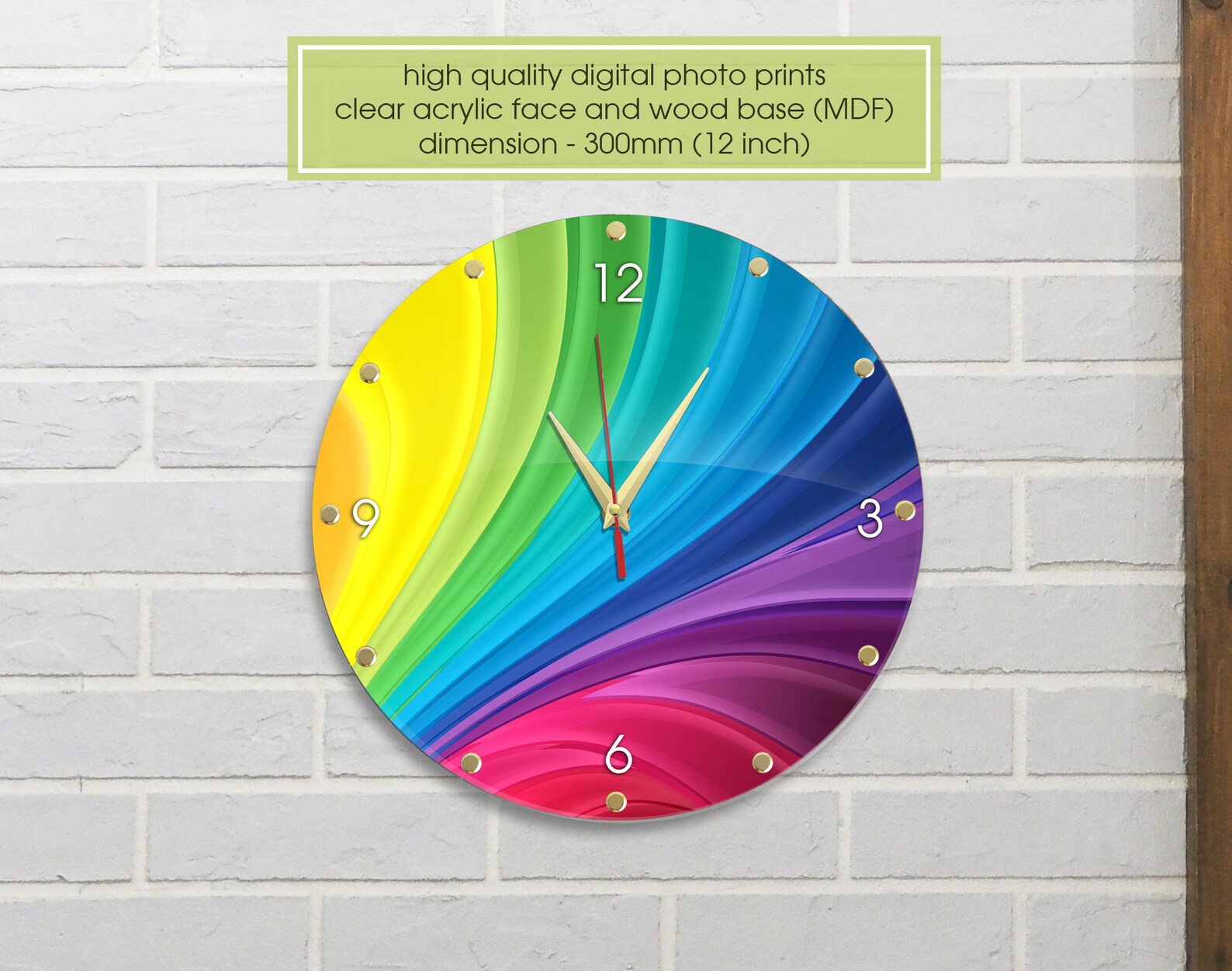 12 Inch Colorful Large Wall Clock, Wall Clock Silent Non Ticking ...