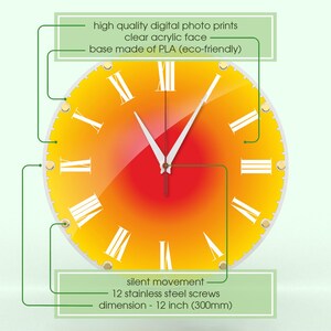 Sunset Round Wall Clock, Living Room Art, Non-ticking 12 Inch With ...