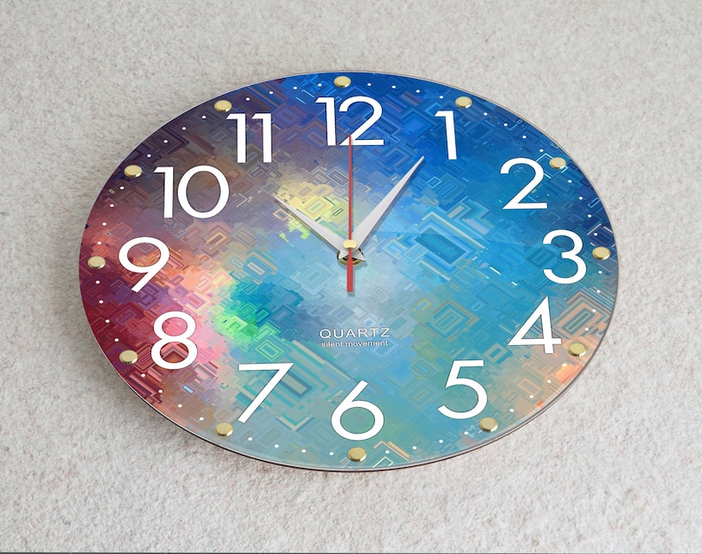 Wall Clock Non Ticking 12 Inch Colorful, Numbers Bright Color Dial Face ...