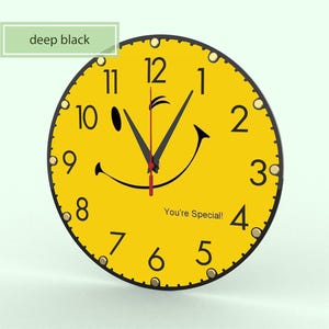 Yellow Wall Clcok, 12 Inch Smiley Wall Clock, Silent Wall Clock, Living ...