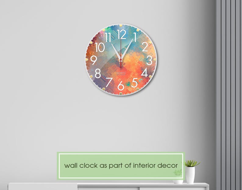 Wall Clock Non Ticking 12 Inch Colorful Numbers Bright Color Dial Face ...