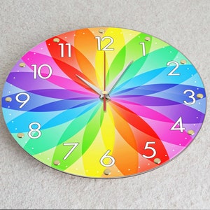 Wall Clock Non Ticking 12 Inch Colorful, Numbers Bright Color Dial Face ...