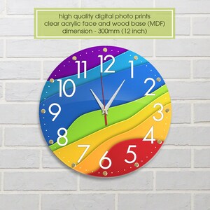 Colorful Wall Clock, Colored Waves, Clock With Numbers, Unique Gift ...