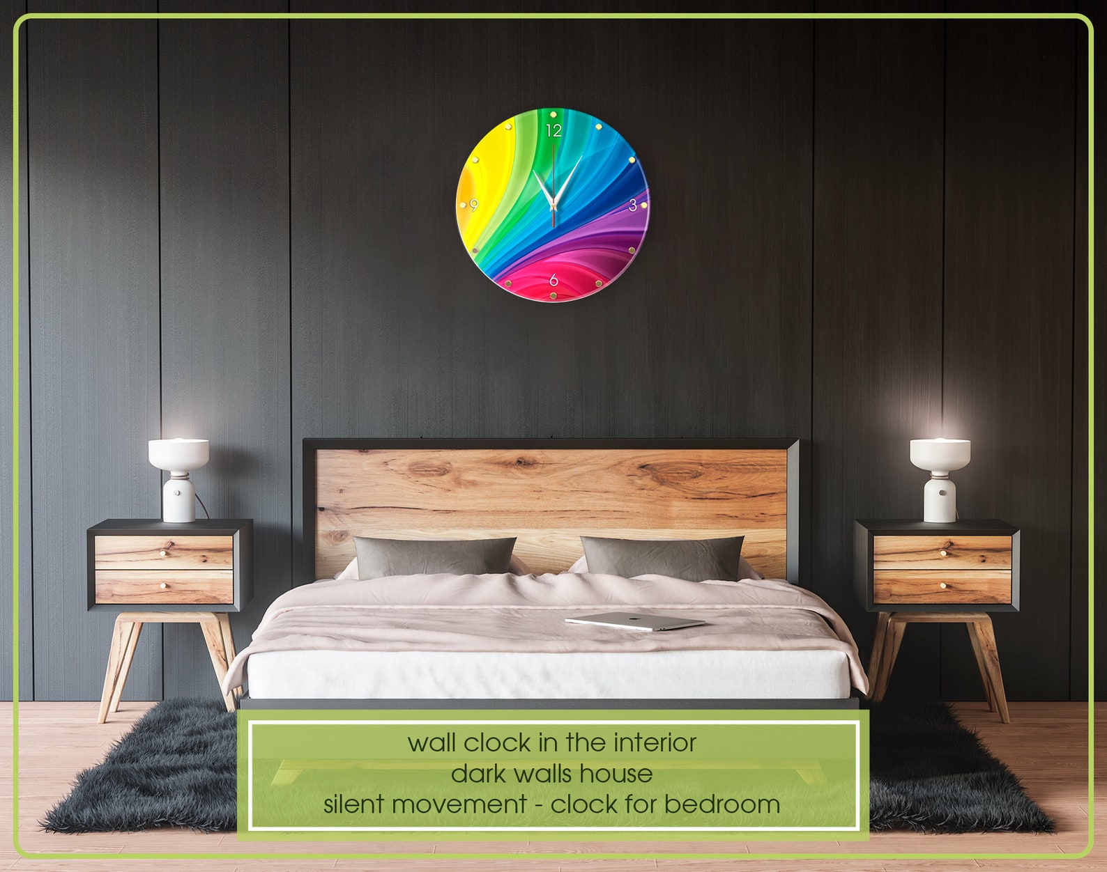 12 Inch Colorful Large Wall Clock Wall Clock Silent Non - Etsy