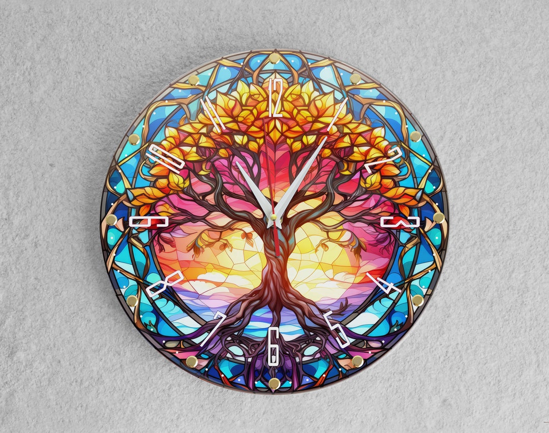 Silent Wall Clock, Tree of Life Clock for Living Room, Bedroom, Kitchen ...