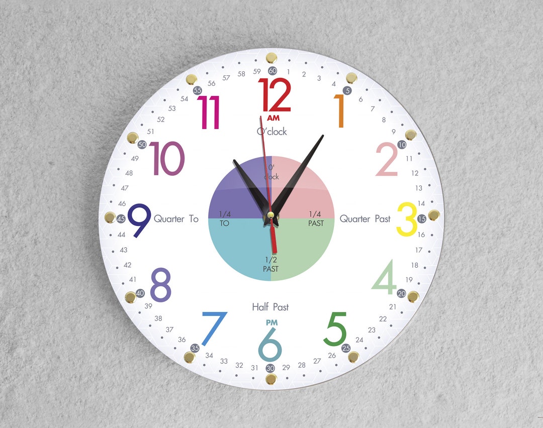Easy to Read Teaching Large Clock 12 Inch Silent Movement, Analog ...