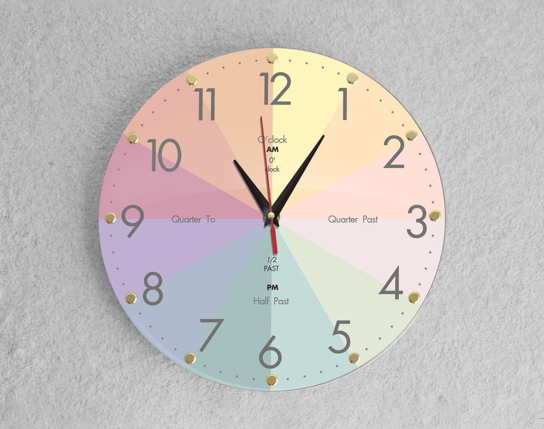 Telling Time Teaching Clock Kids Room, Simple Wall Clock Time Clock ...