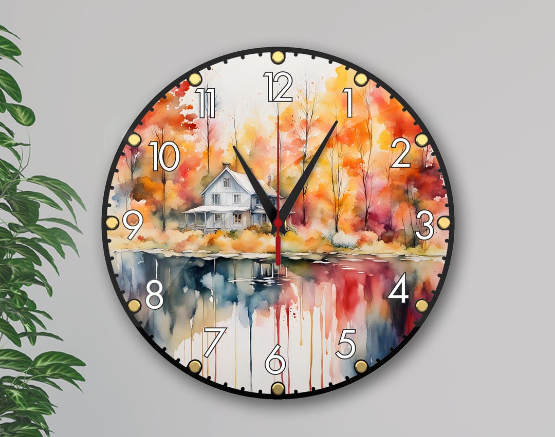 Lake House Watercolor Style Wall Clock: Experience Tranquility and ...