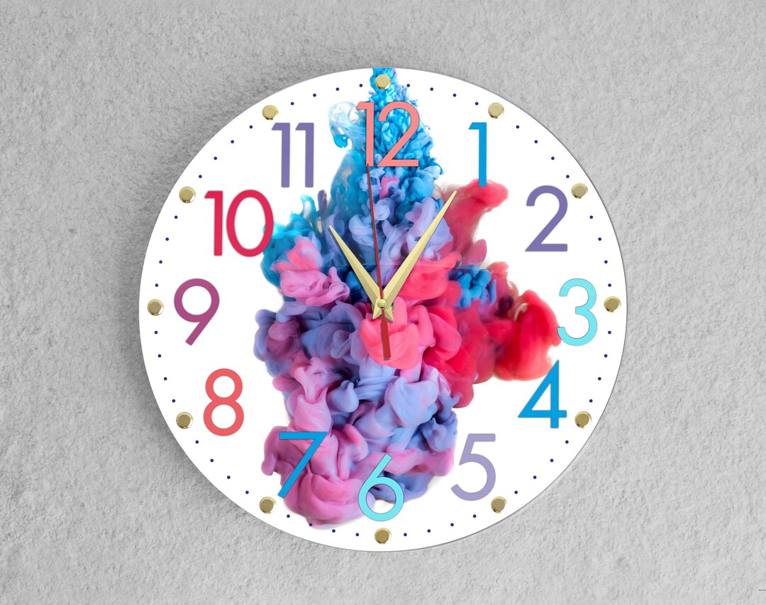 Colorful With Numbers Wall Clock - Large Unique Gift, Silent Movement ...