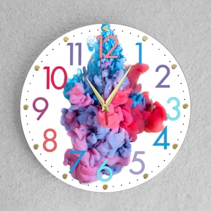 Colorful Smoke Wall Clock - 12 Inch Modern, Silent Clock With Numbers ...