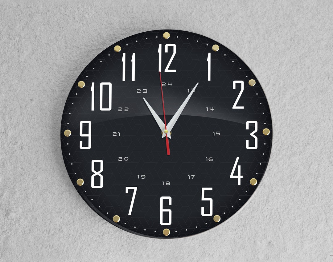 Sleek Black Silent Wall Clock for Home & Office - Modern Design Large ...