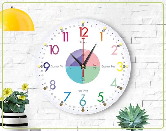 Telling Time Teaching Clock Kids Room Playroom Décor Analog | Etsy