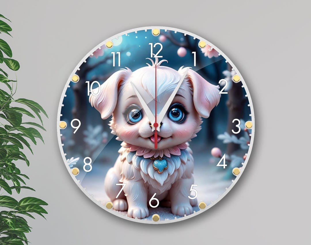 Puppy Wall Clock: Modern Acrylic Dog Clock for Kids Room - Etsy
